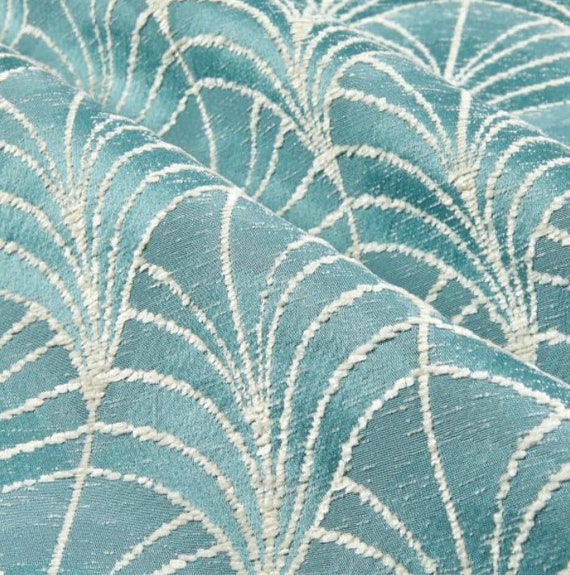 Mirelie Fans Ice Blue Teal Blue Chenille Decorative Throw - Etsy