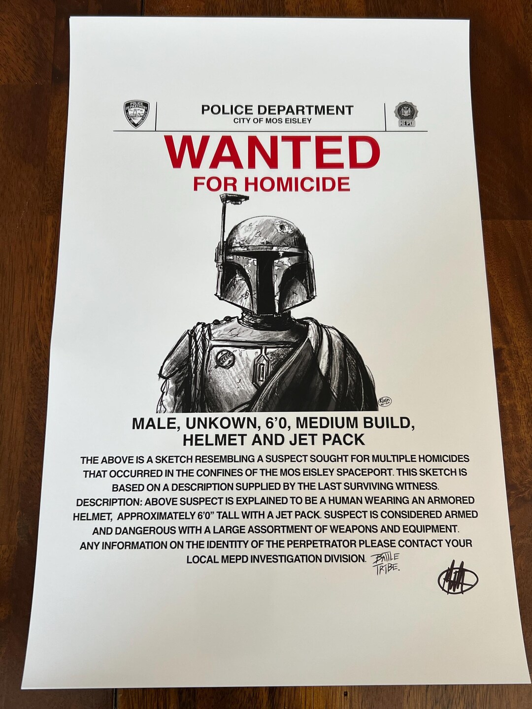 Wanted Poster Fett 11X17 Signed Print - Etsy