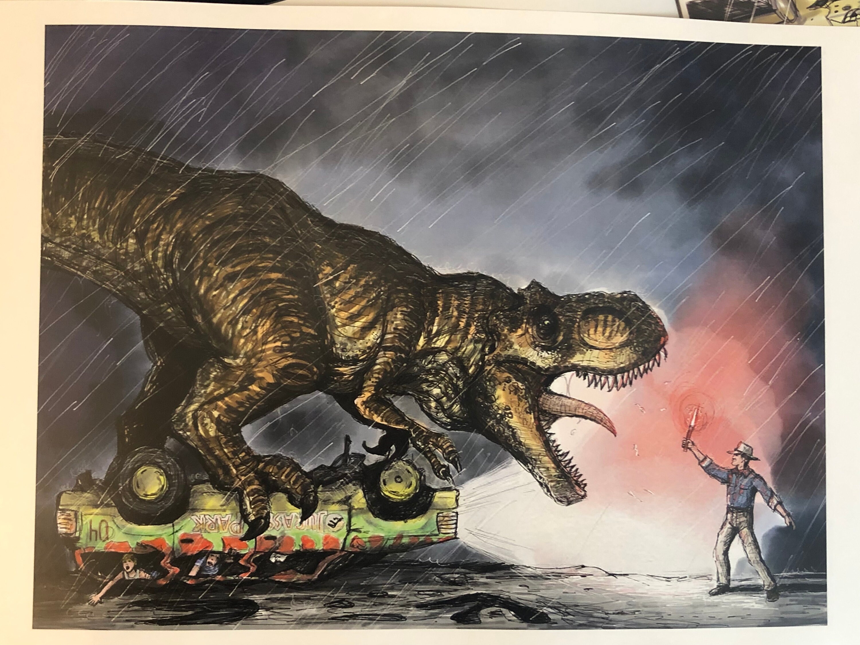 T-Rex Attack 11x17 art print 3A | Etsy