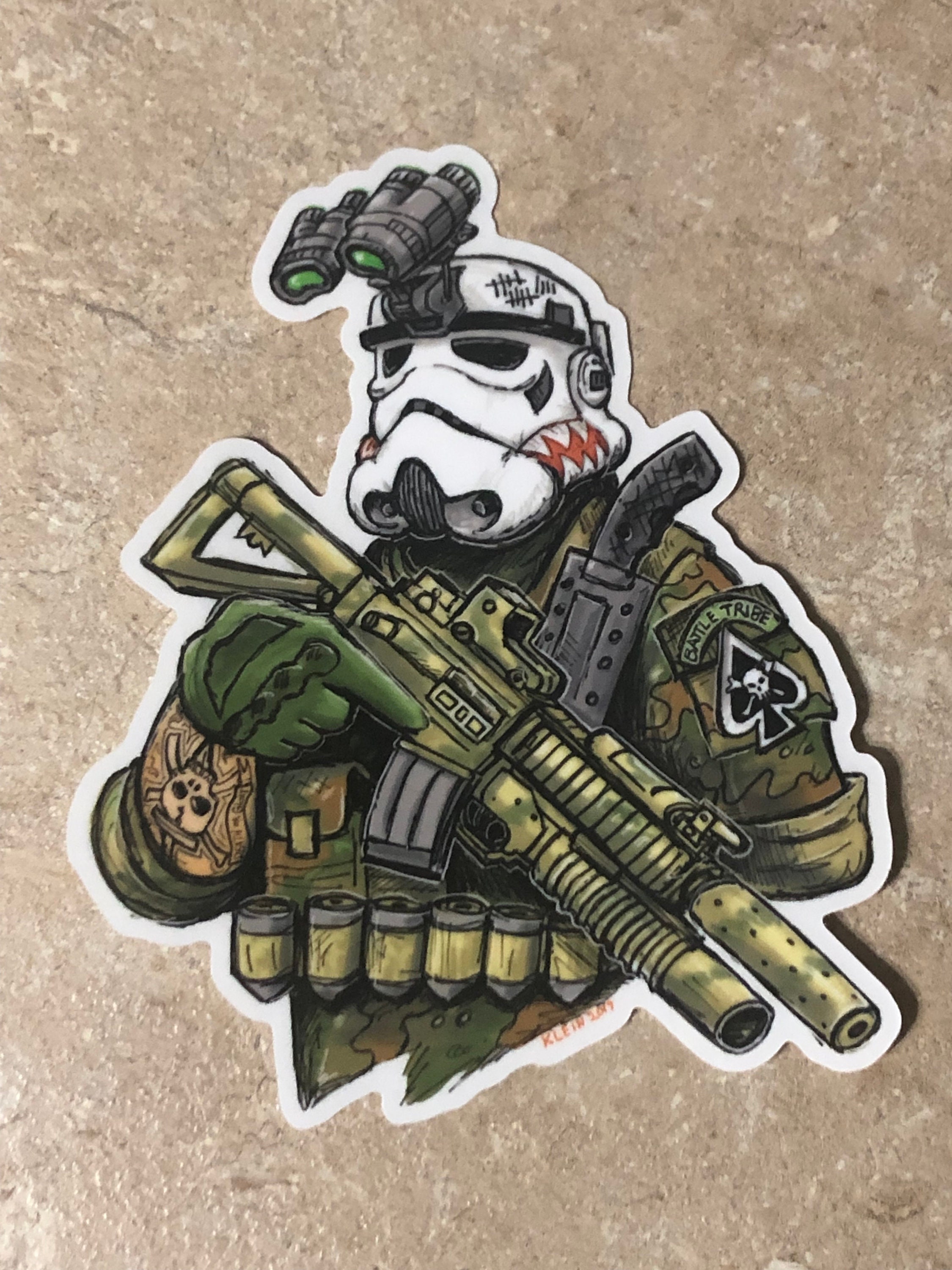White border Battle Tribe Trooper sticker 5H | Etsy