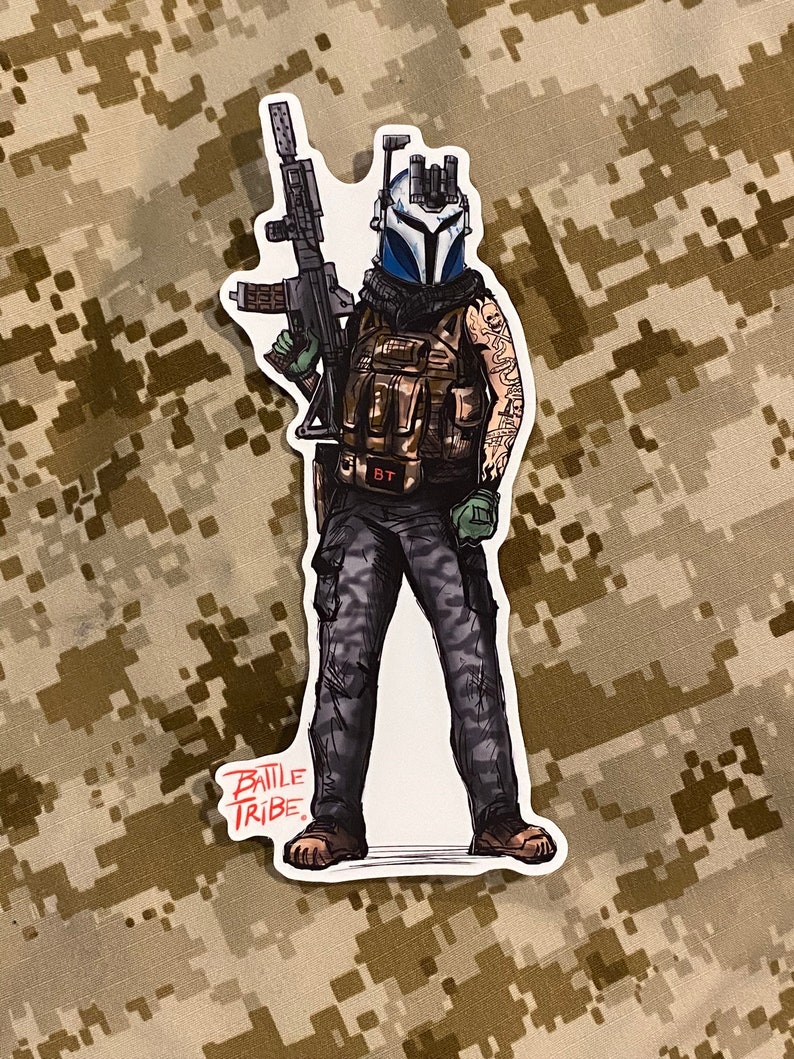 Battle Tribe Female Mando Sticker | Etsy