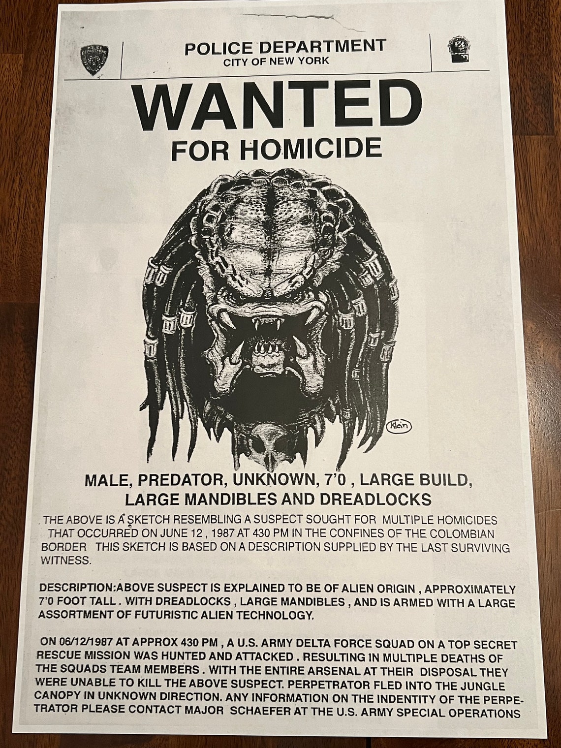 Wanted Poster predator Signed Print 3 - Etsy