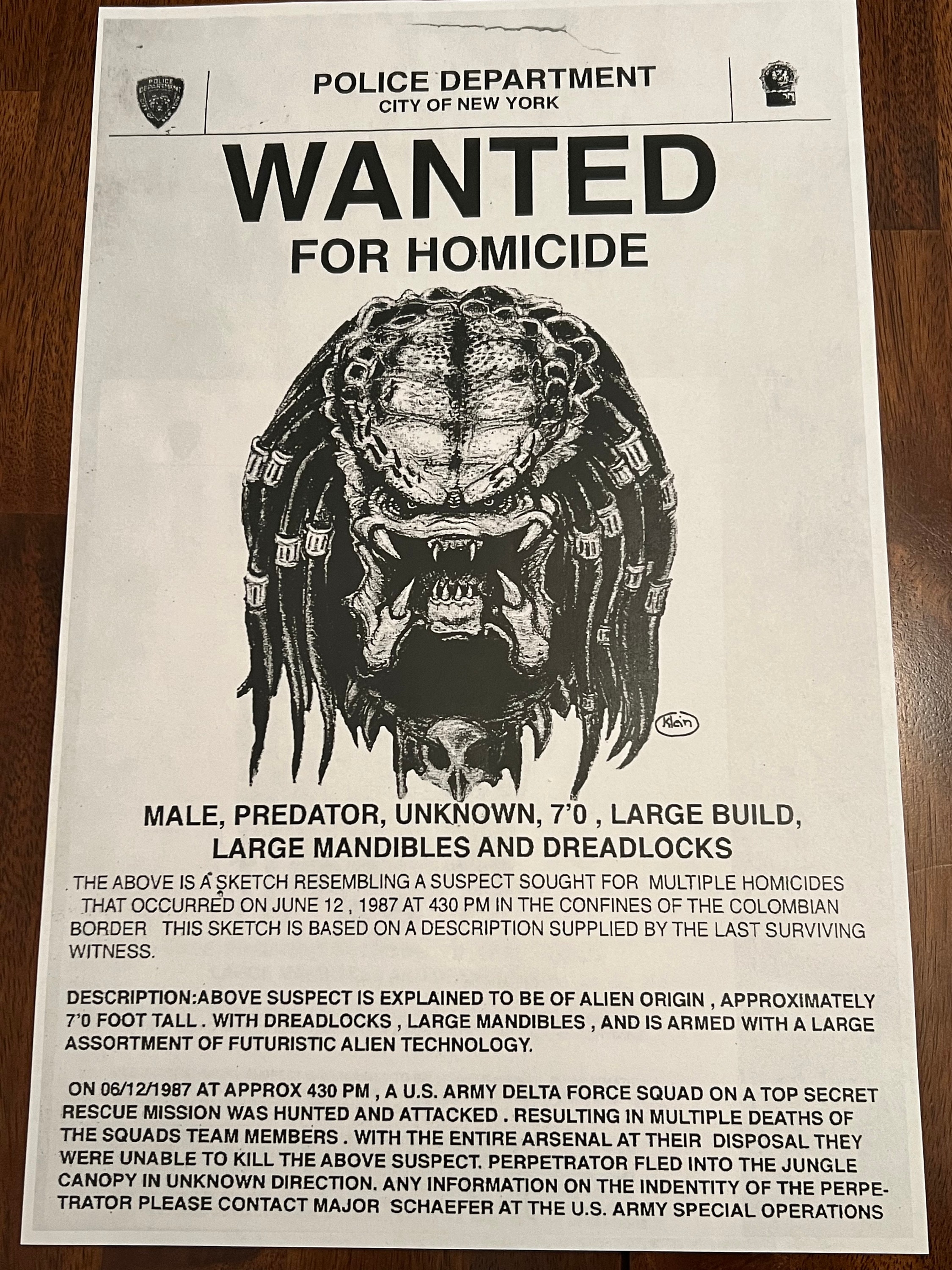 Wanted Poster predator Signed Print 3 - Etsy