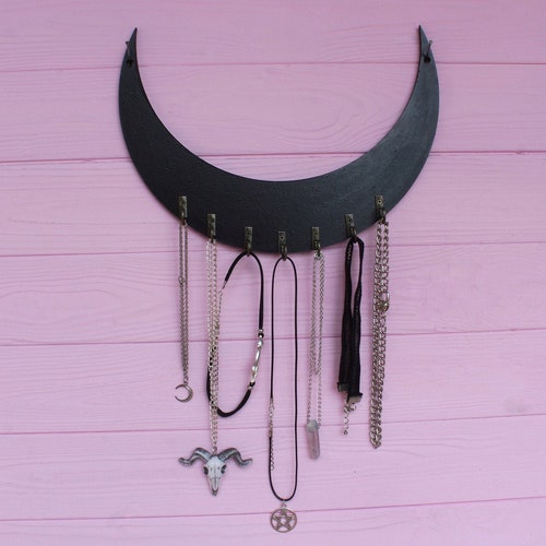 Crescent Moon Jewelry Organizer / Moon Wall Hanging Jewelry - Etsy