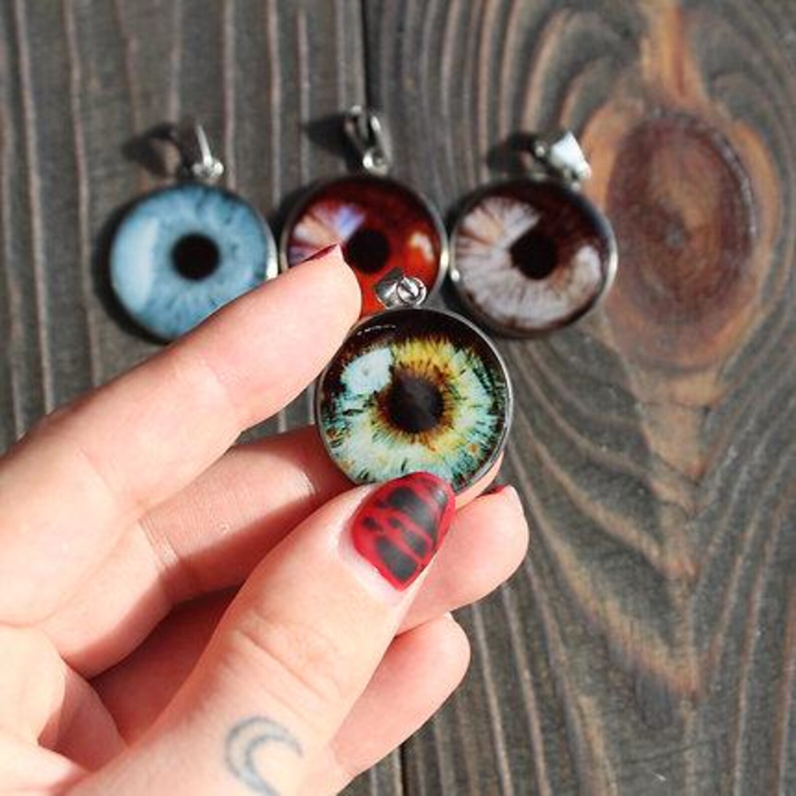Pupil Necklace / Human Eye Pendant / Green Blue Brown Grey Eyes ...