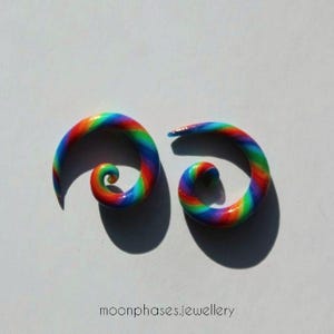 Rainbow Gauges / Spiral Ear Gauges / Gauge Earrings / Spiral Ear Plugs ...