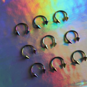 Horseshoe Septum Piercing / Rainbow Piercing / Spike Septum - Etsy