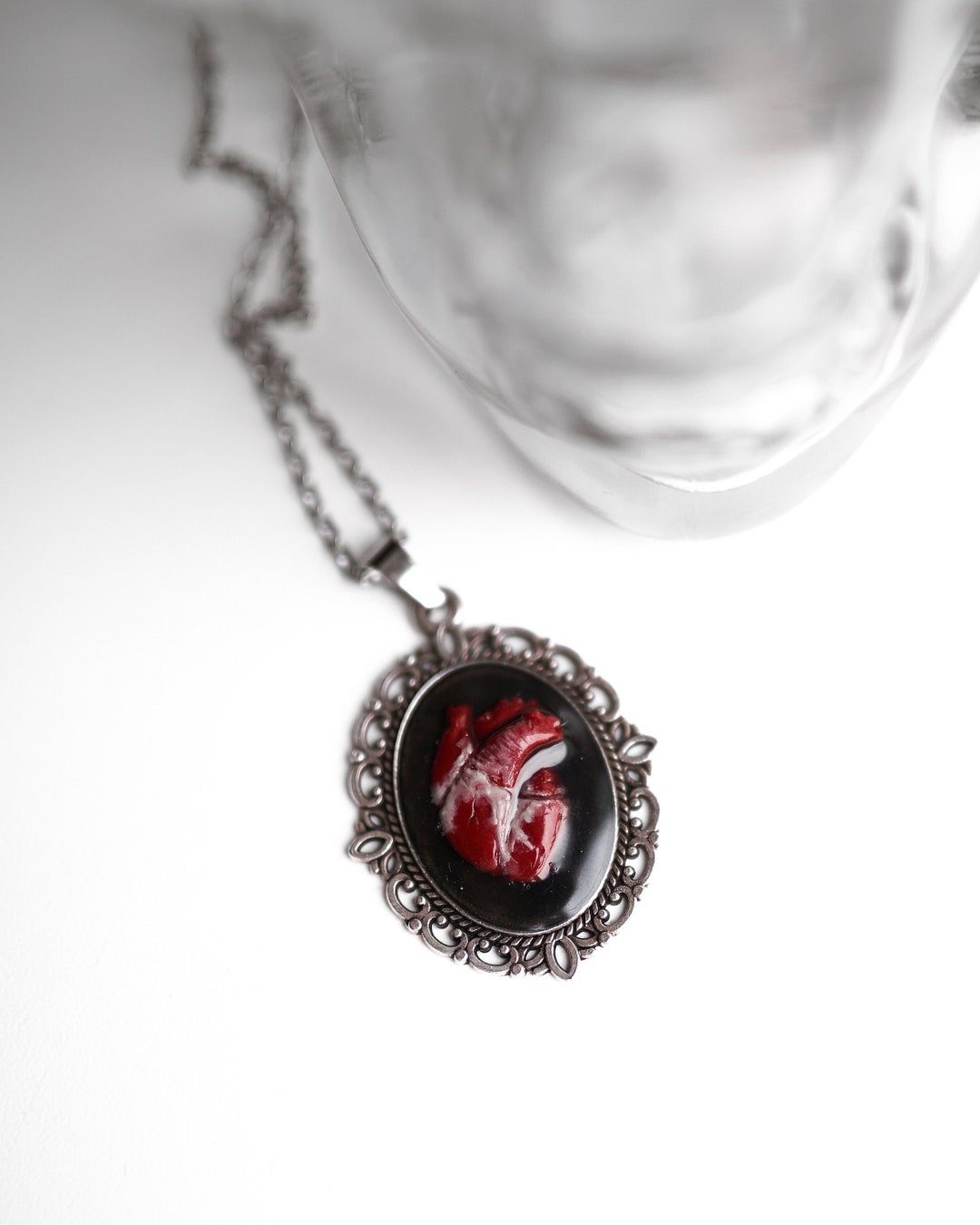 Anatomical Heart Necklace / Human Heart Cameo Necklace / Goth Jewelry ...