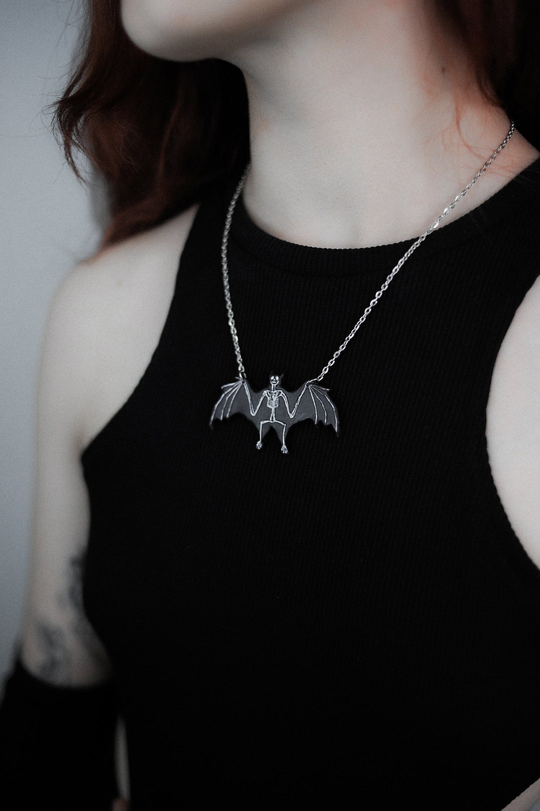 Bat Skeleton Necklace / Goth Necklace / Alt Jewelry / Flying Bat ...