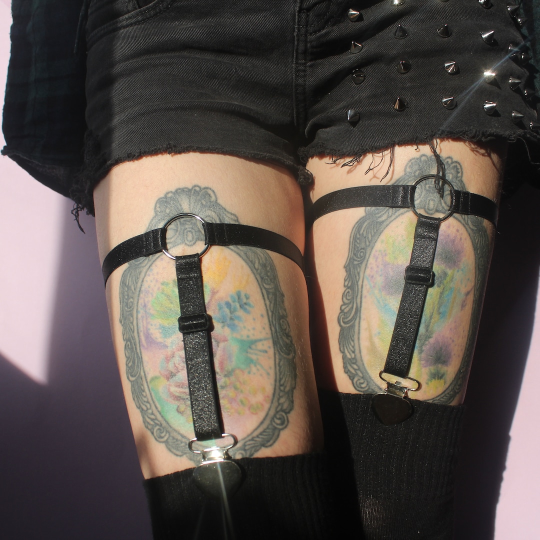 Thigh High Stocking Garters / Heart Thigh Harness / Adjustable Size ...