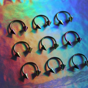 Horseshoe Septum Piercing / Rainbow Piercing / Spike Septum - Etsy