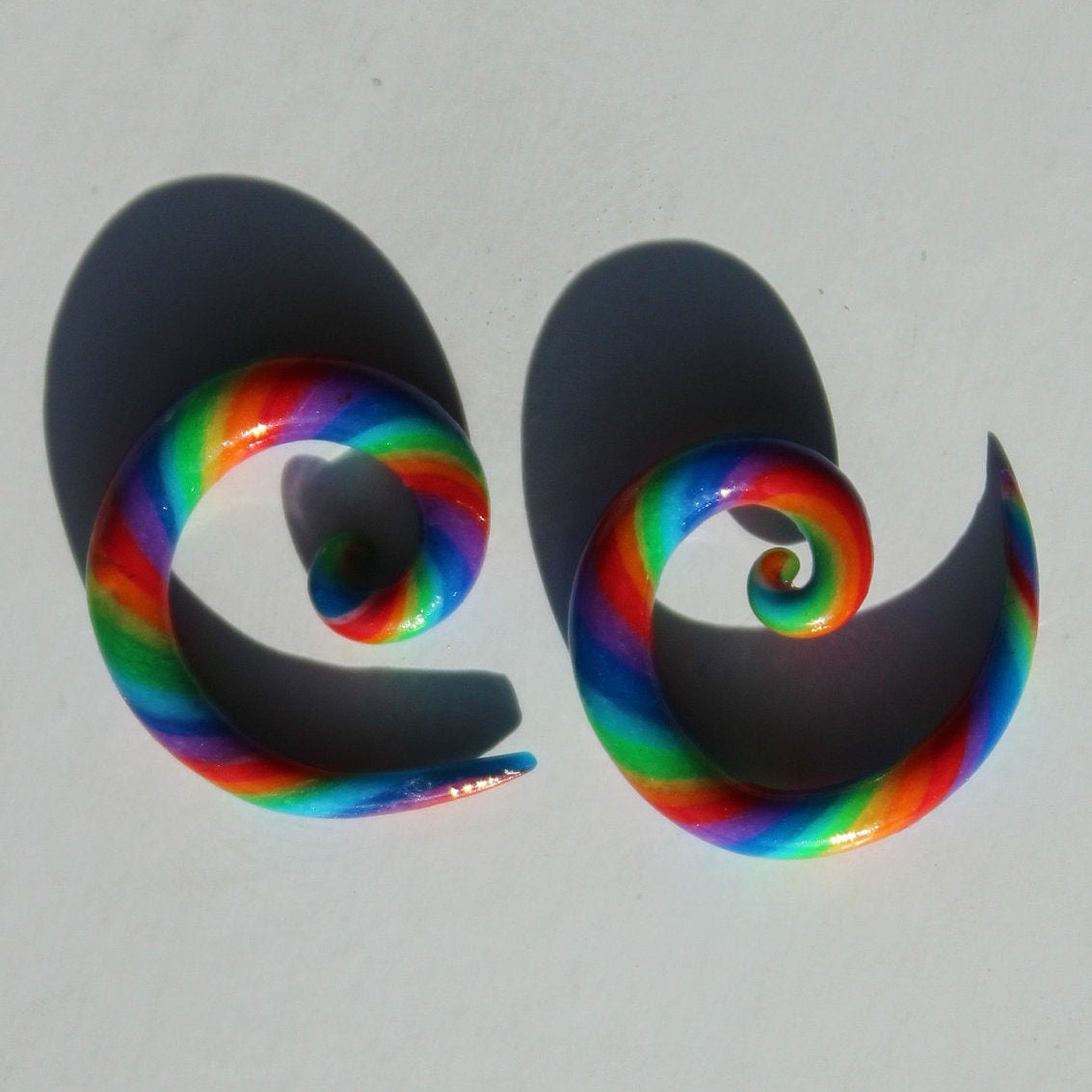 Rainbow Gauges / Spiral Ear Gauges / Gauge Earrings / Spiral - Etsy