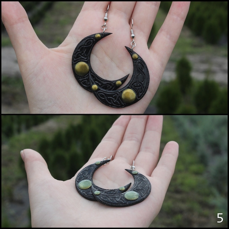 Large Moon Earrings / Crescent Moon Drop Earrings / Celtic Knot Moon ...