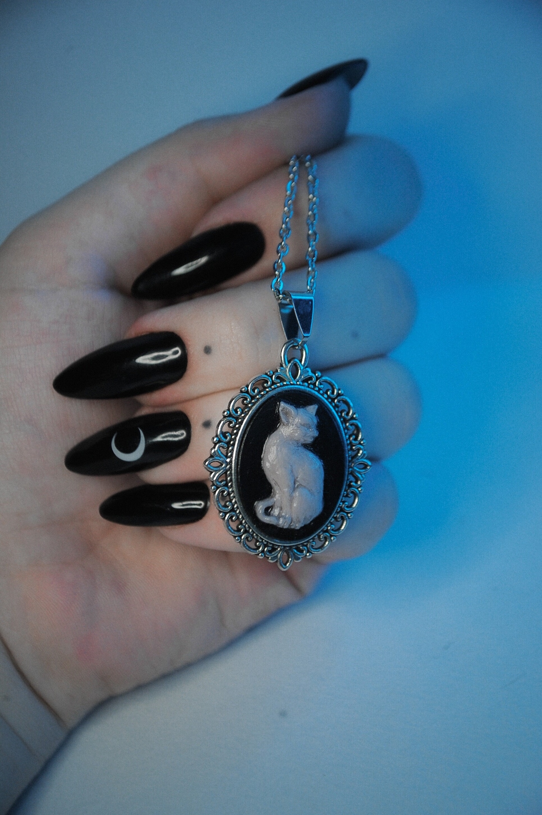 Cat Cameo Necklace / Black Cat Necklace / Witchy Jewelry / Goth ...