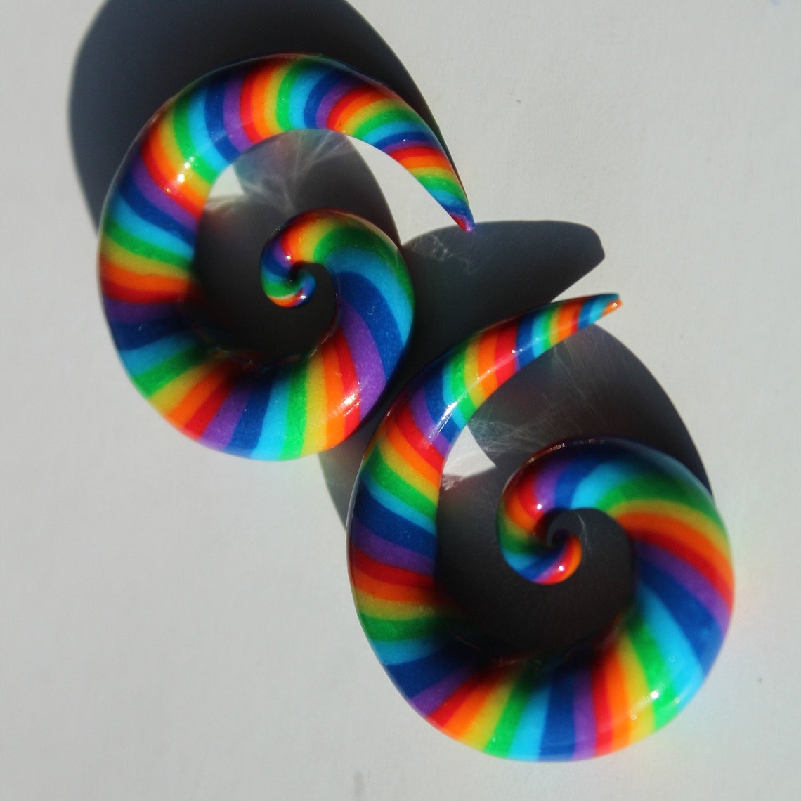Rainbow Gauges / Spiral Ear Gauges / Gauge Earrings / Spiral - Etsy