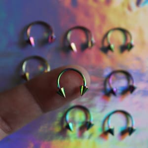Horseshoe Septum Piercing / Rainbow Piercing / Spike Septum - Etsy