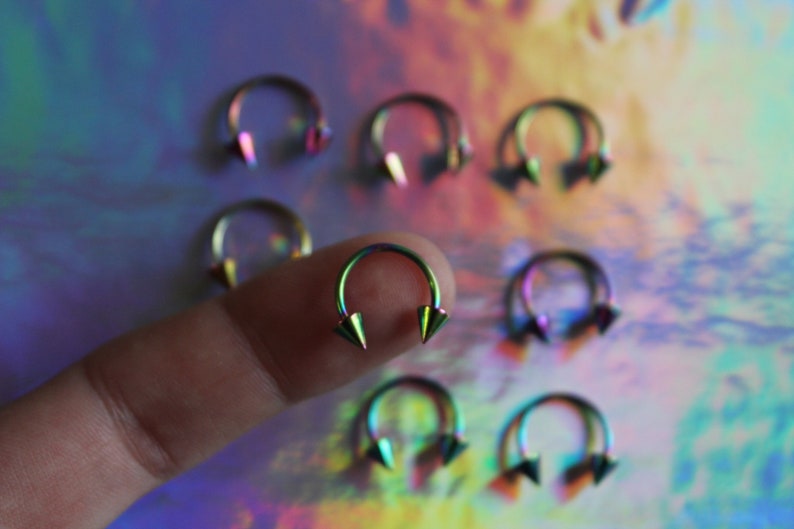 Horseshoe Septum Piercing / Rainbow Piercing / Spike Septum - Etsy