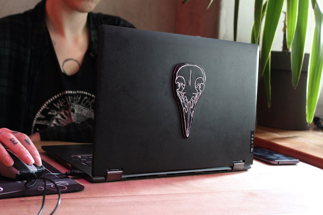 Raven Skull Laptop Sticker / Gothic Home Decor / Goth Notebook Sticker ...