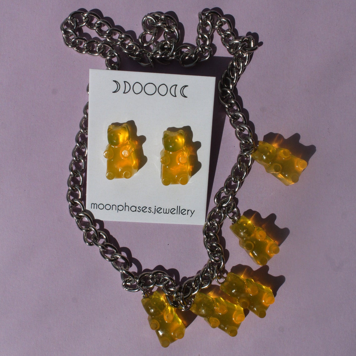 Gummy bear jewelry set / gummy bear earrings / pink yellow | Etsy