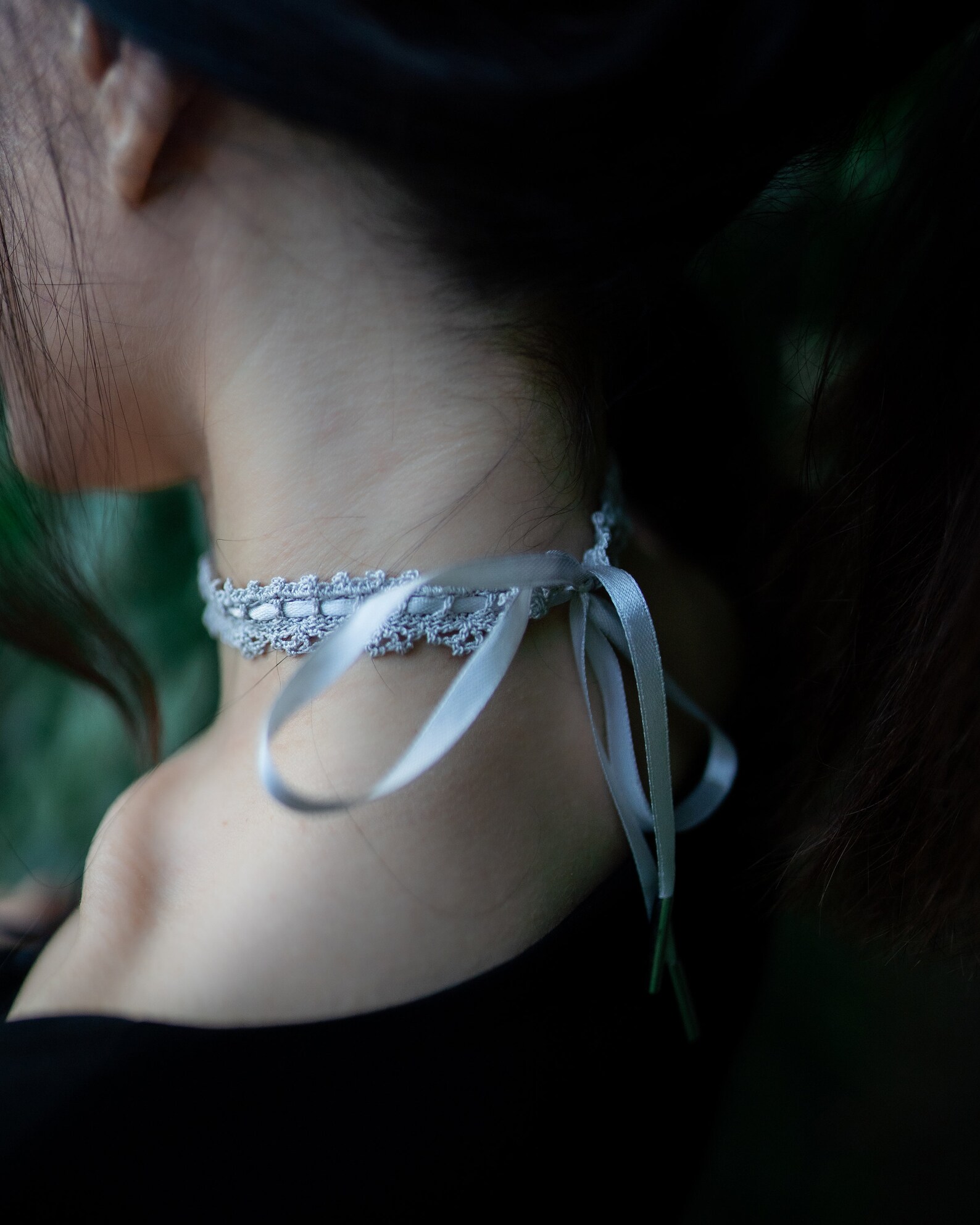 Gothic Choker / Artificial Pearl Skull Choker / Vintage Style Lace ...