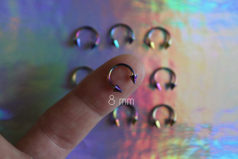 Horseshoe Septum Piercing / Rainbow Piercing / Spike Septum - Etsy