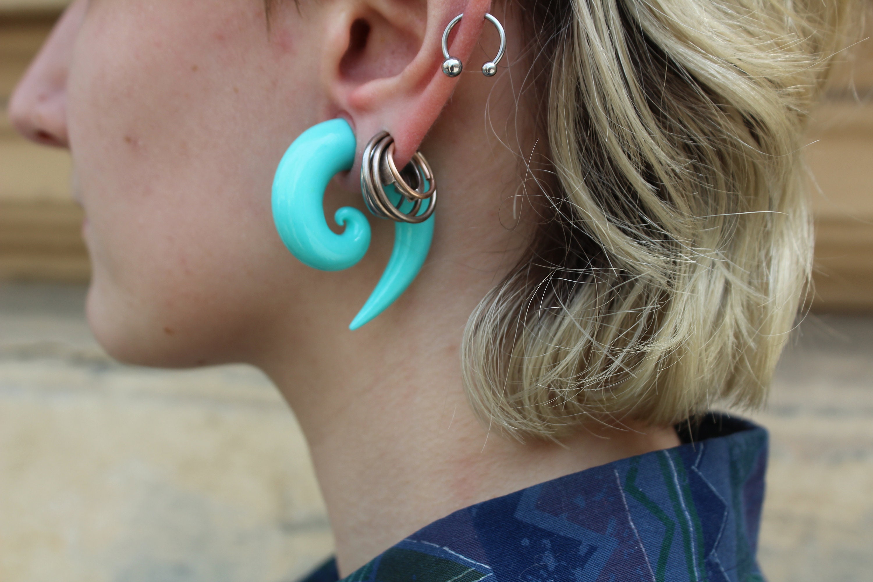 Turquoise Ear Gauges / Spiral Gauge Earrings / for Stretched | Etsy