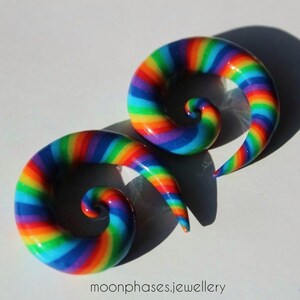 Rainbow Gauges / Spiral Ear Gauges / Gauge Earrings / Spiral Ear Plugs ...