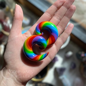 Rainbow Gauges / Spiral Ear Gauges / Gauge Earrings / Spiral Ear Plugs ...