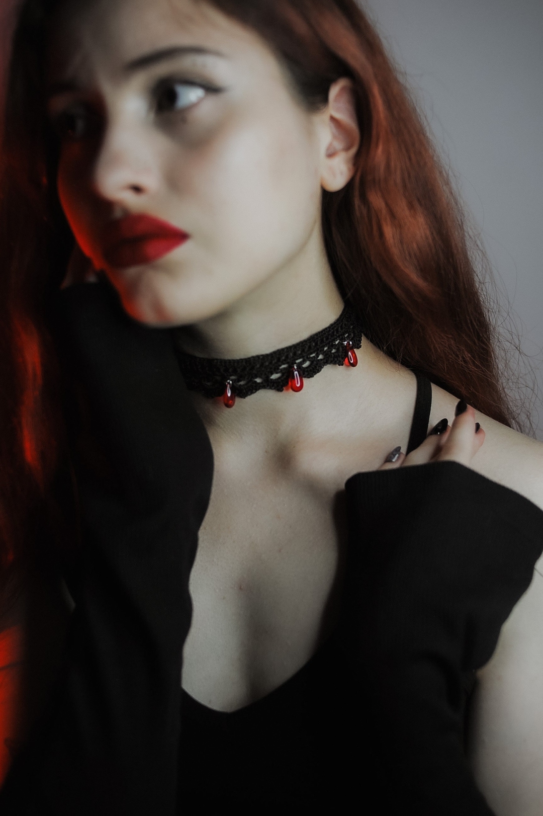 Gothic Crochet Choker / Vampire Necklace / Black Lace Choker / - Etsy