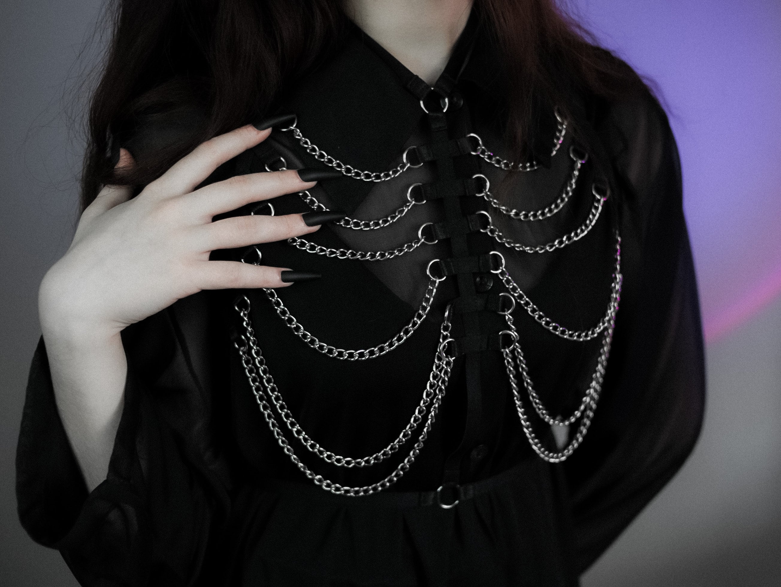 Rib Cage Harness / Chain Chest Harness / Cage Bra / Elastic - Etsy