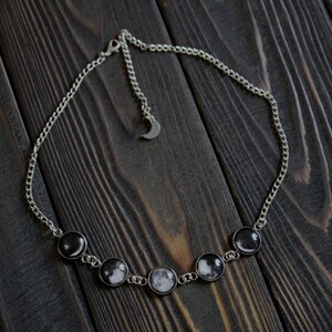 Moon Phase Necklace / Moon Phases Choker / Celestial Necklace / Lunar ...