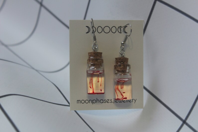 Bloody Jar Earrings / Blood Drop Bottle / Vampire Earrings / - Etsy