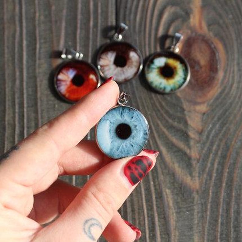 Pupil Necklace / Human Eye Pendant / Green Blue Brown Grey Eyes ...