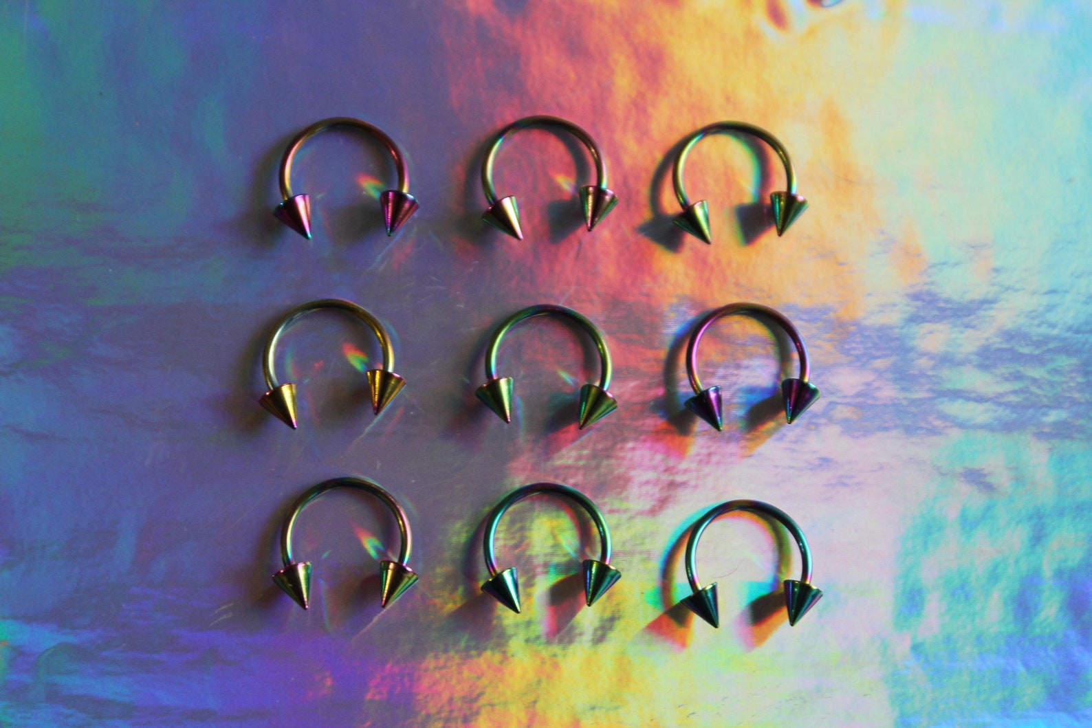 Horseshoe Septum Piercing / Rainbow Piercing / Spike Septum - Etsy