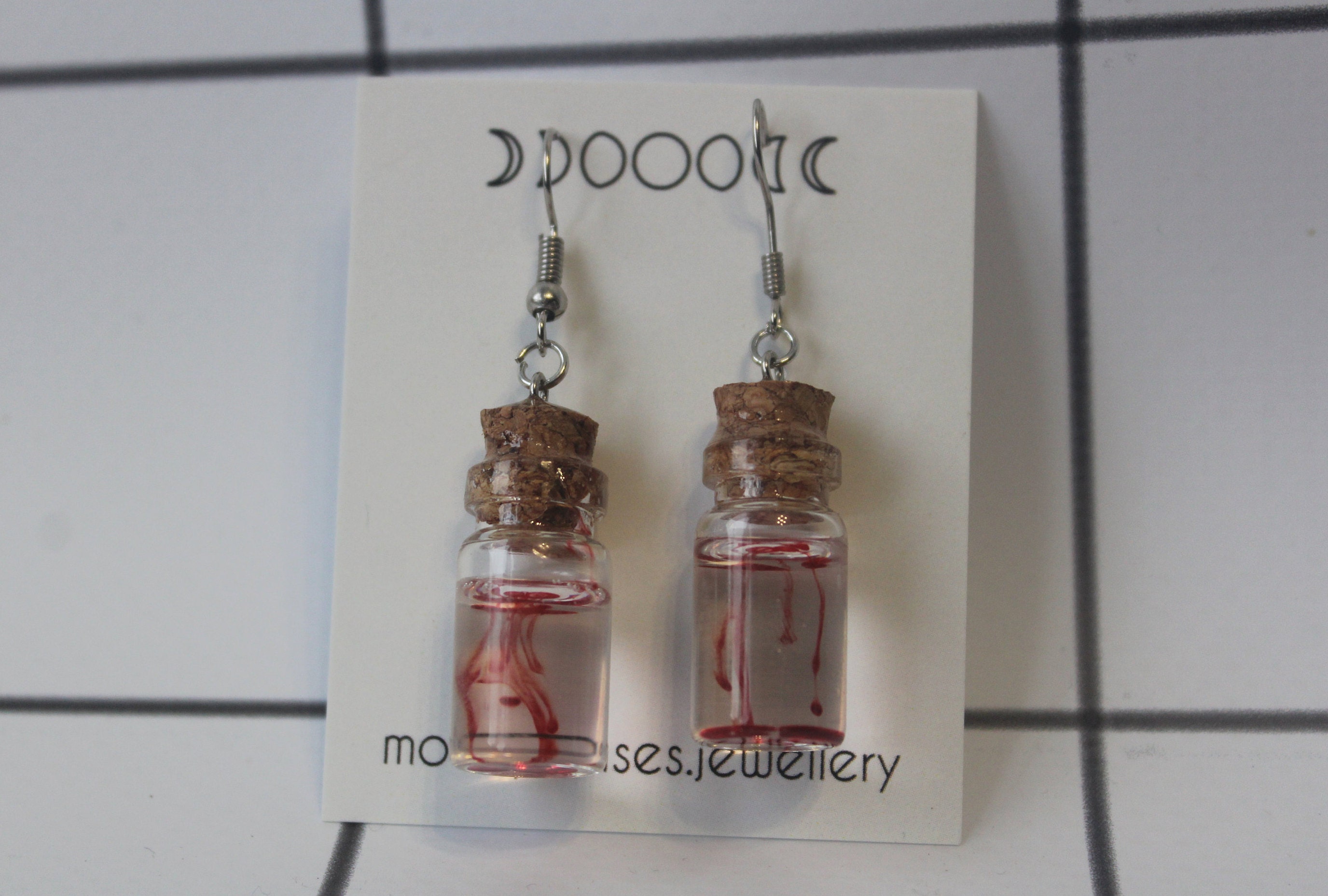 Bloody Jar Earrings / Blood Drop Bottle / Vampire Earrings / - Etsy