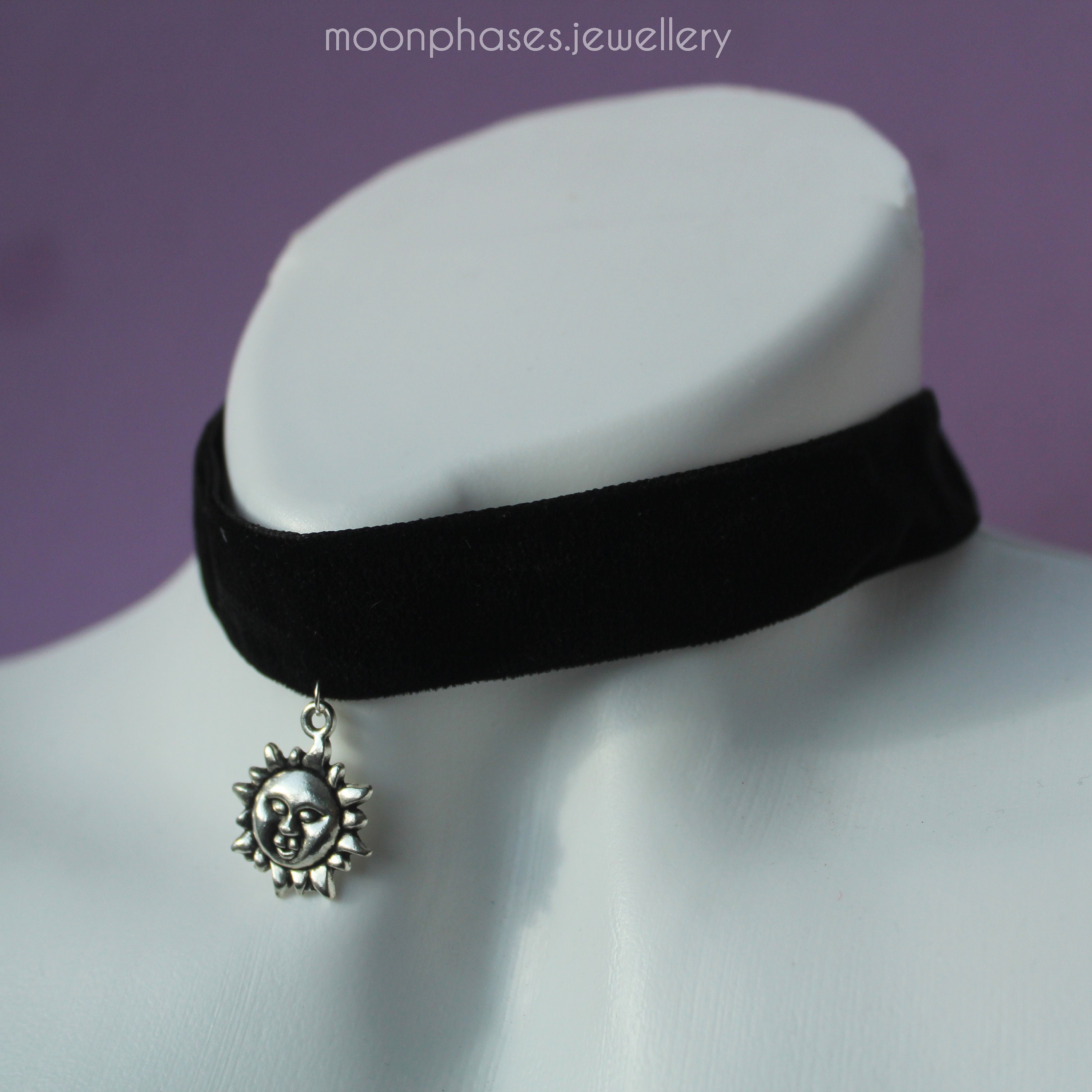 Mathilda Choker / Sun Pendant Choker / Thick Velvet Necklace / | Etsy
