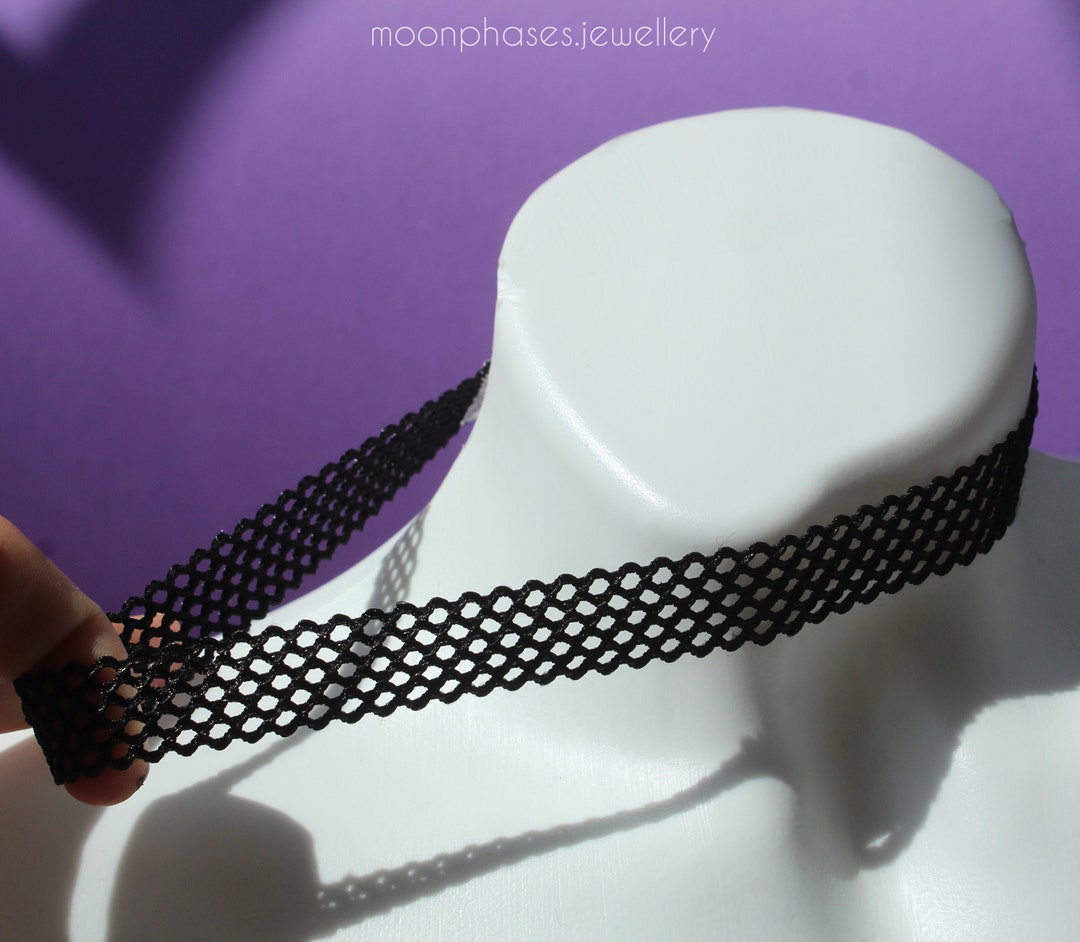 Elastic Fishnet Choker / Black Stretch Choker / Goth Collar / Gothic ...