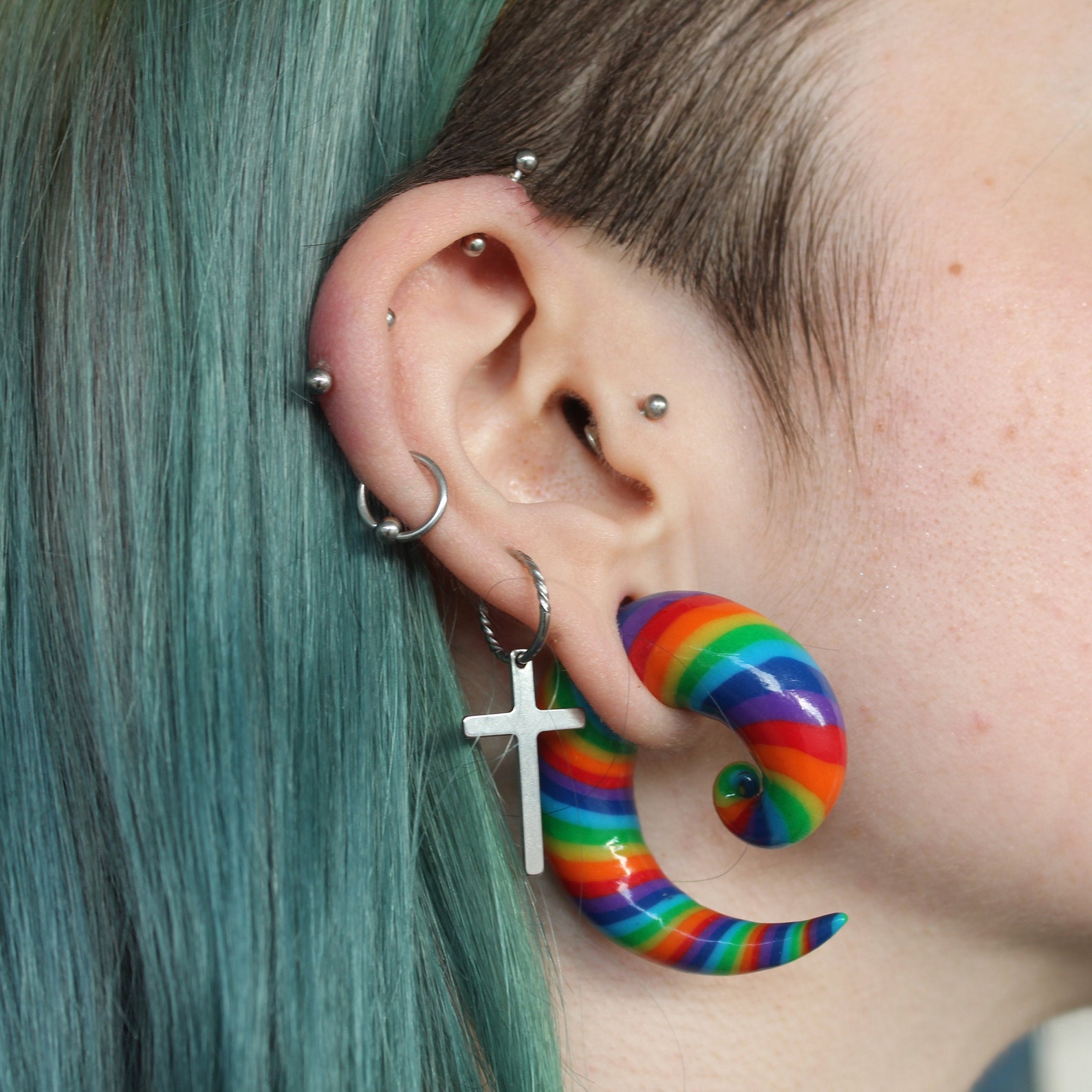 Rainbow Gauges / Spiral Ear Gauges / Gauge Earrings / Spiral - Etsy