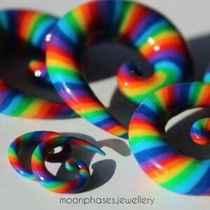 Rainbow Gauges / Spiral Ear Gauges / Gauge Earrings / Spiral Ear Plugs ...