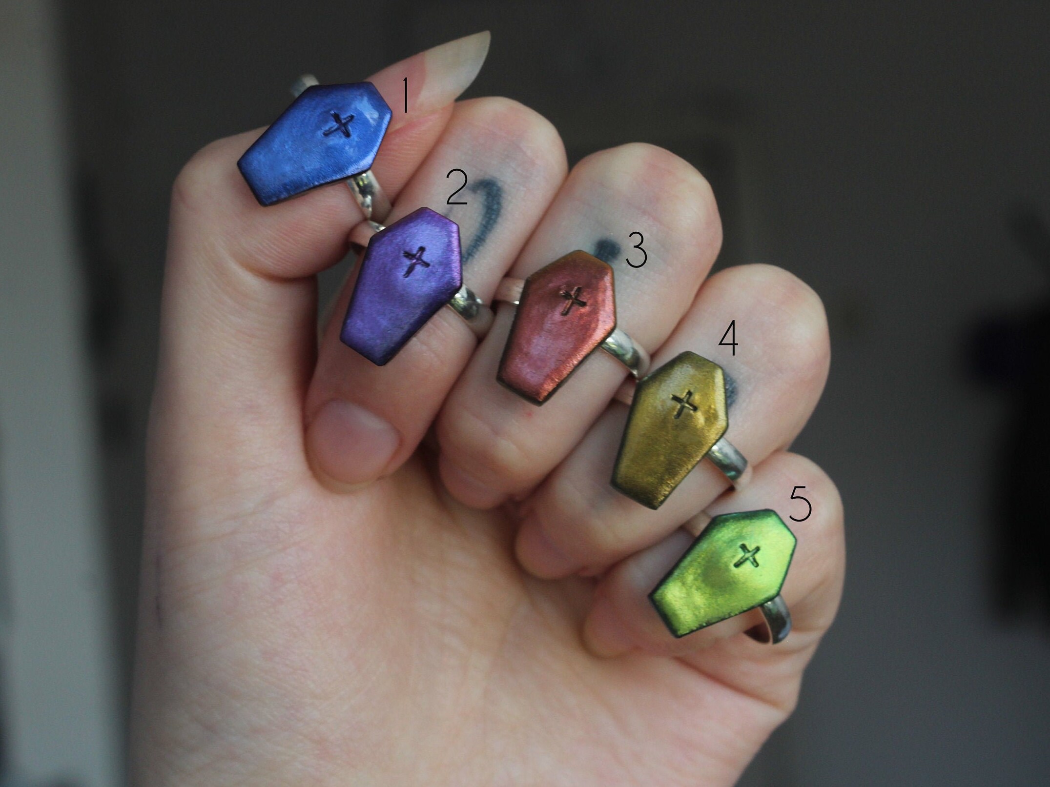 Coffin Ring / Color Shift / Gothic Ring / Vampire Ring / - Etsy