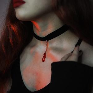 Vampire Bite Necklace / Black Velvet Choker / Halloween Necklace ...