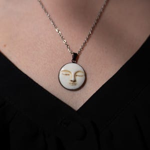 Moon With Face Necklace / Whimsigoth Jewelry / Celestial Pendant / Man ...