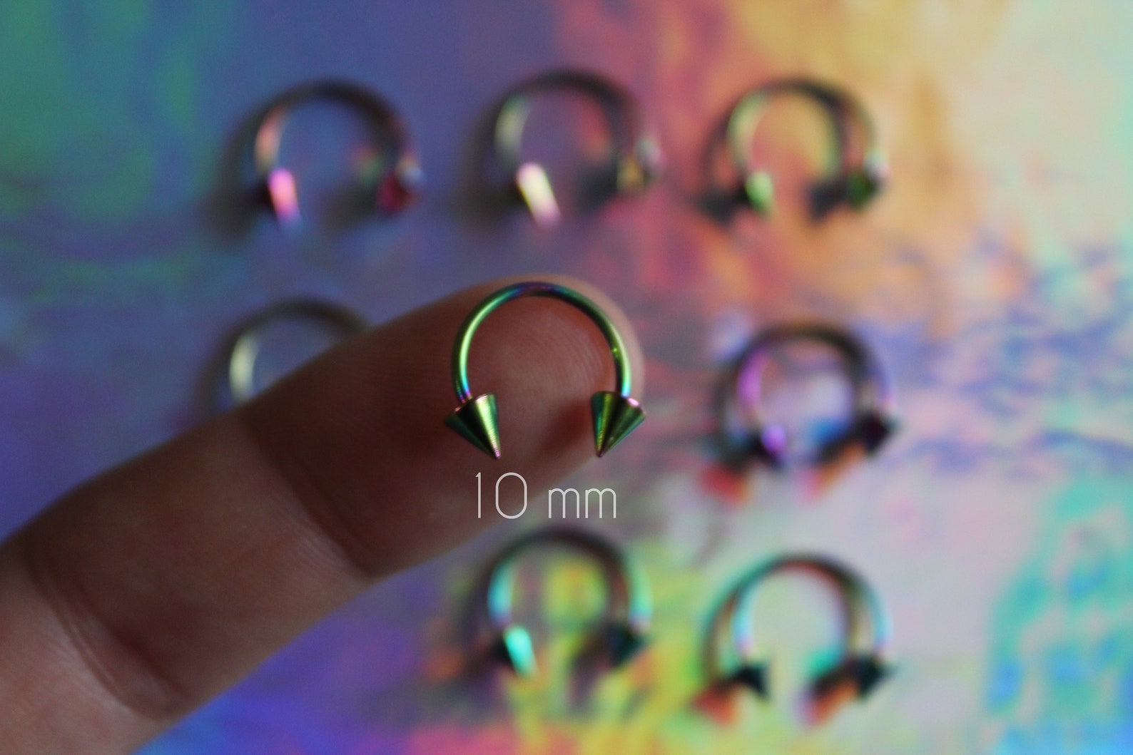 Horseshoe Septum Piercing / Rainbow Piercing / Spike Septum - Etsy