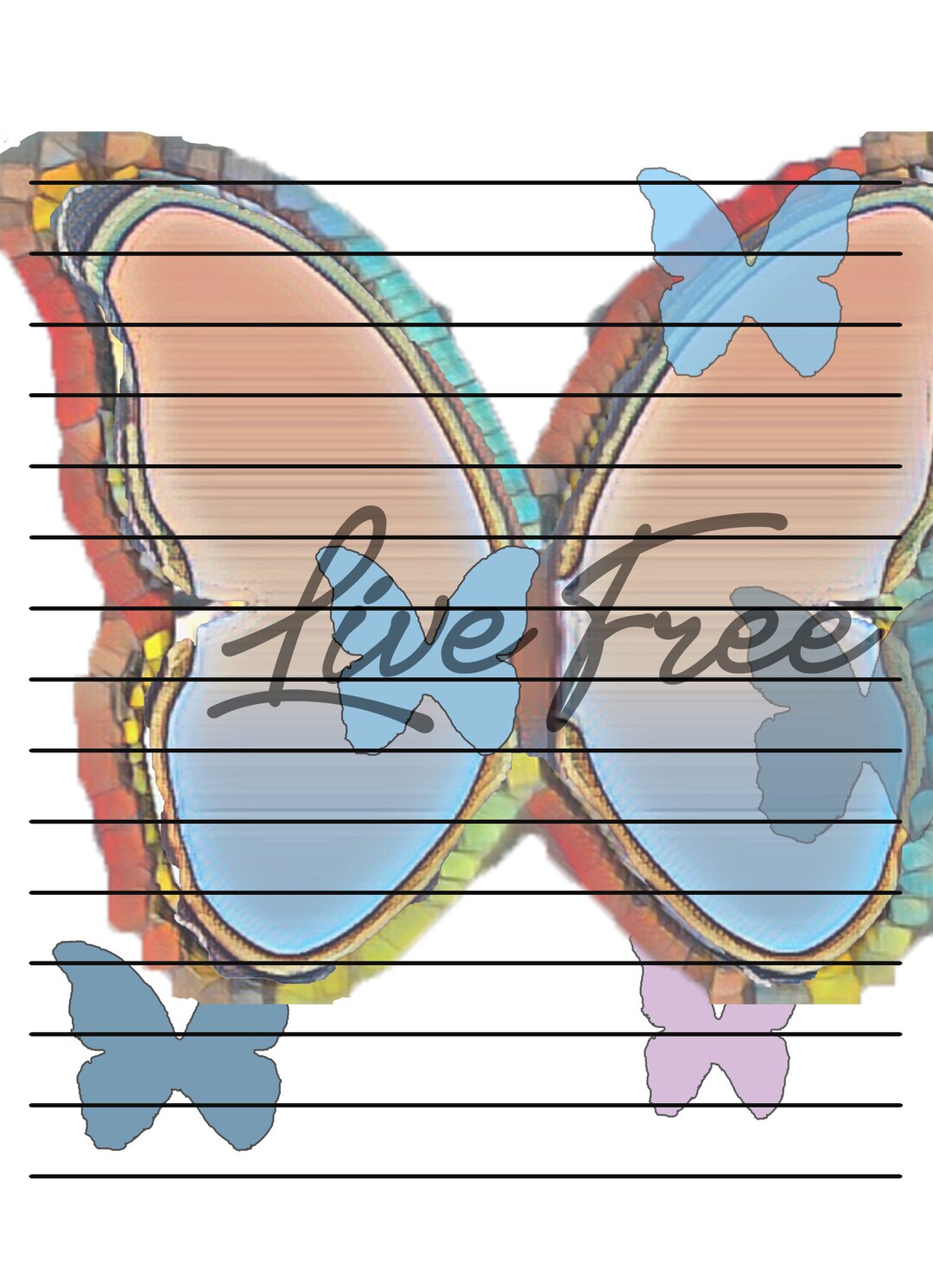 Butterfly Lined Notebook Paper Digital Download - Etsy