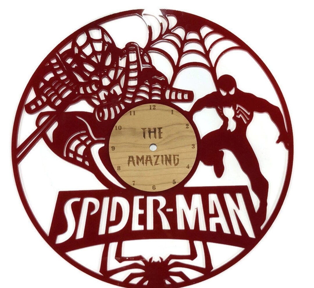 Spider Man Clock--11.88 Inch, Acrylic Vinyl-look - Unique Wall Decor - Etsy