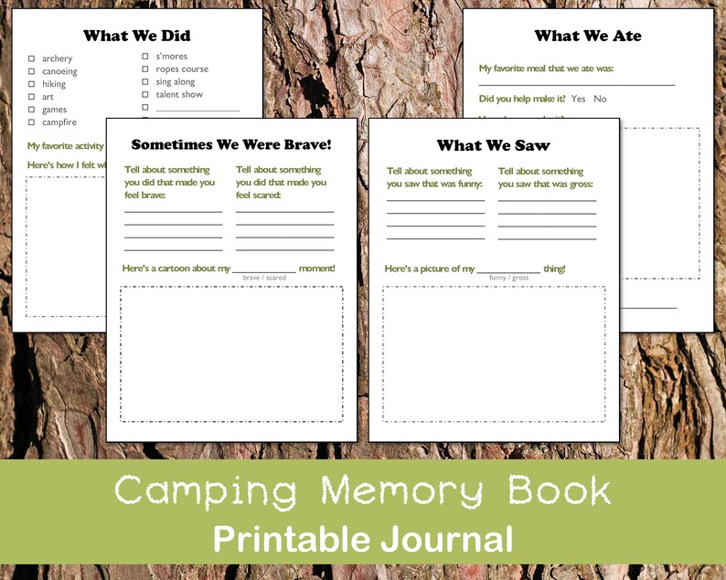Printable Kids Camping Memory Booklet - Scrapbook - Journal - Family ...