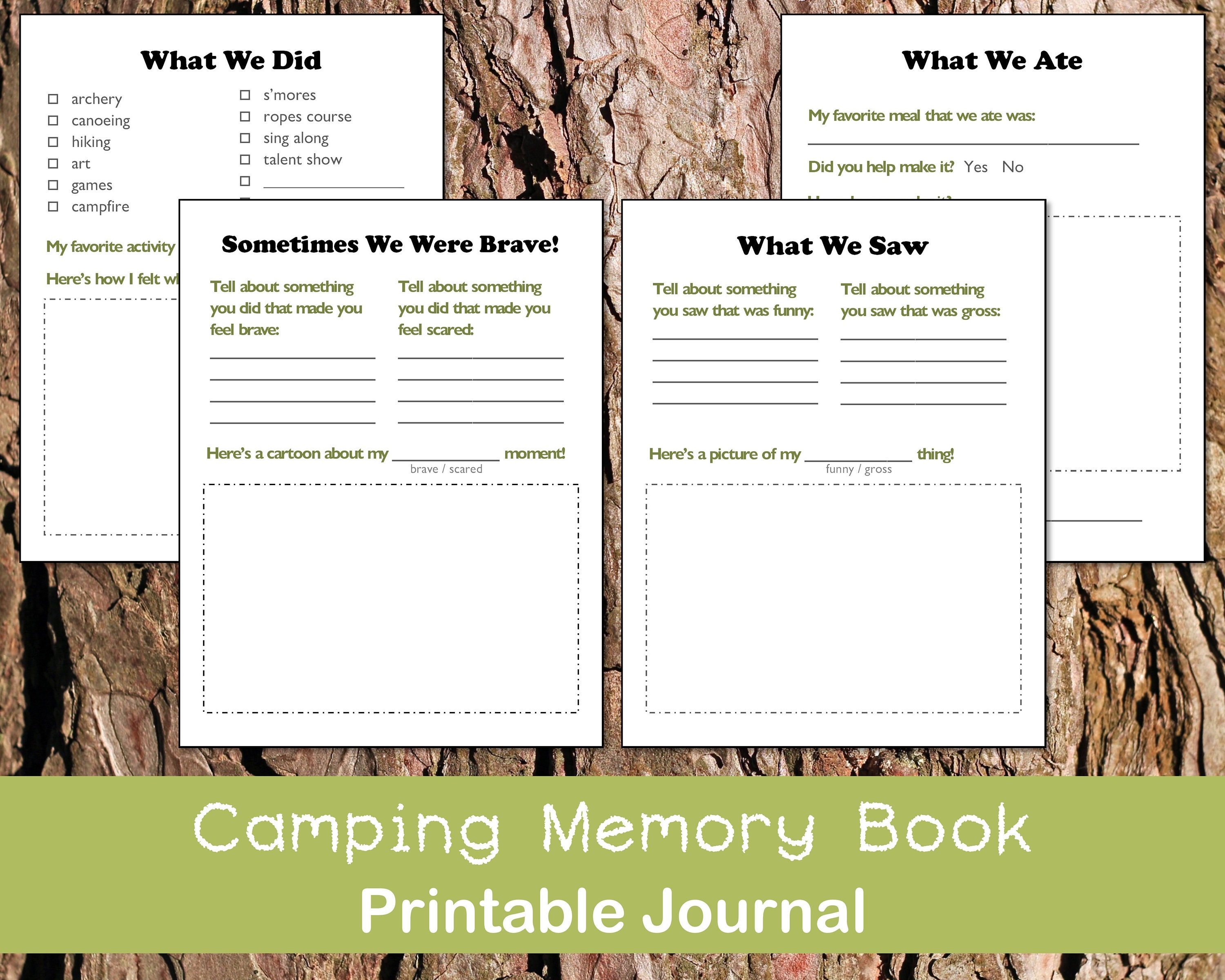 Printable Kids Camping Memory Booklet - Scrapbook - Journal - Family ...