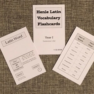 LATIN VOCABULARY FLASHCARDS, Henle, Color Coded, All Parts of Speech ...