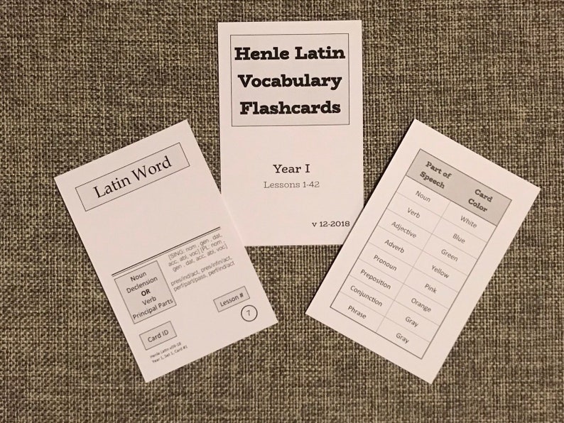 LATIN VOCABULARY FLASHCARDS, Henle, Color Coded, All Parts of Speech ...