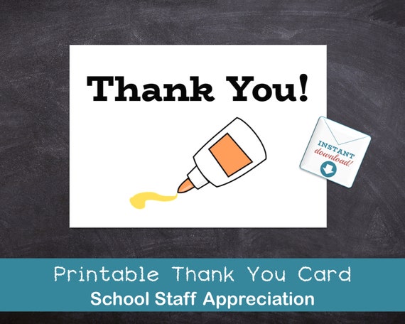 PRINTABLE DOWNLOAD School Staff Thank You Card Staff | Etsy
